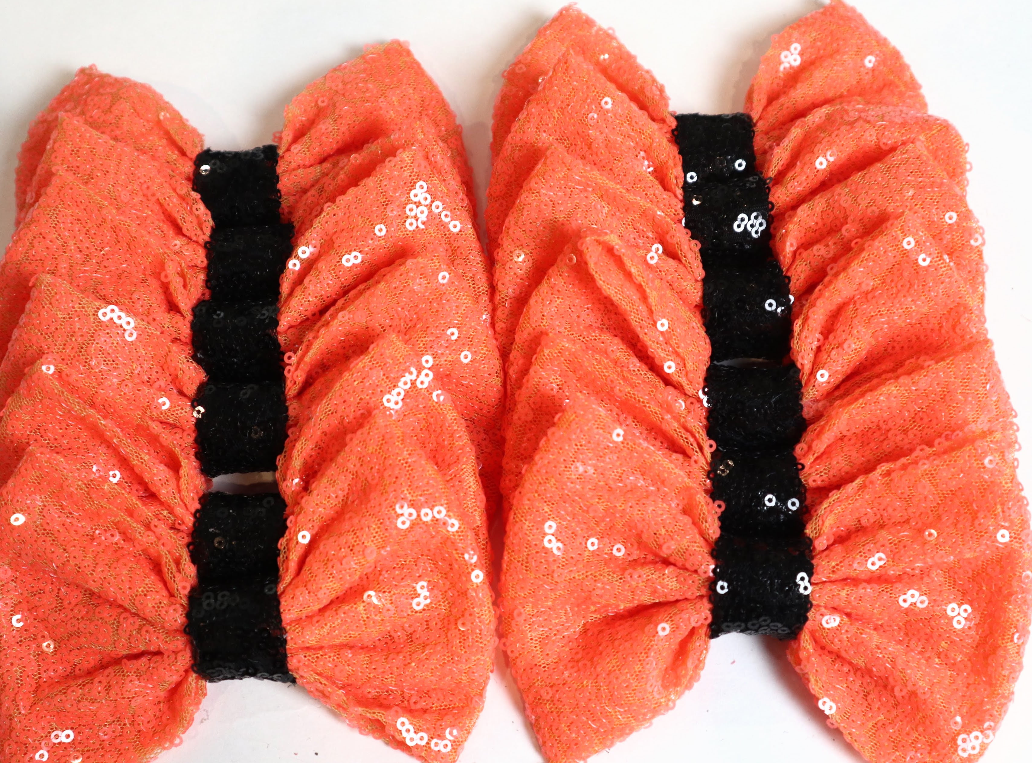 Set of 12 Halloween Orange Sequin Bows 5 Inches Large Glitter Bows ...