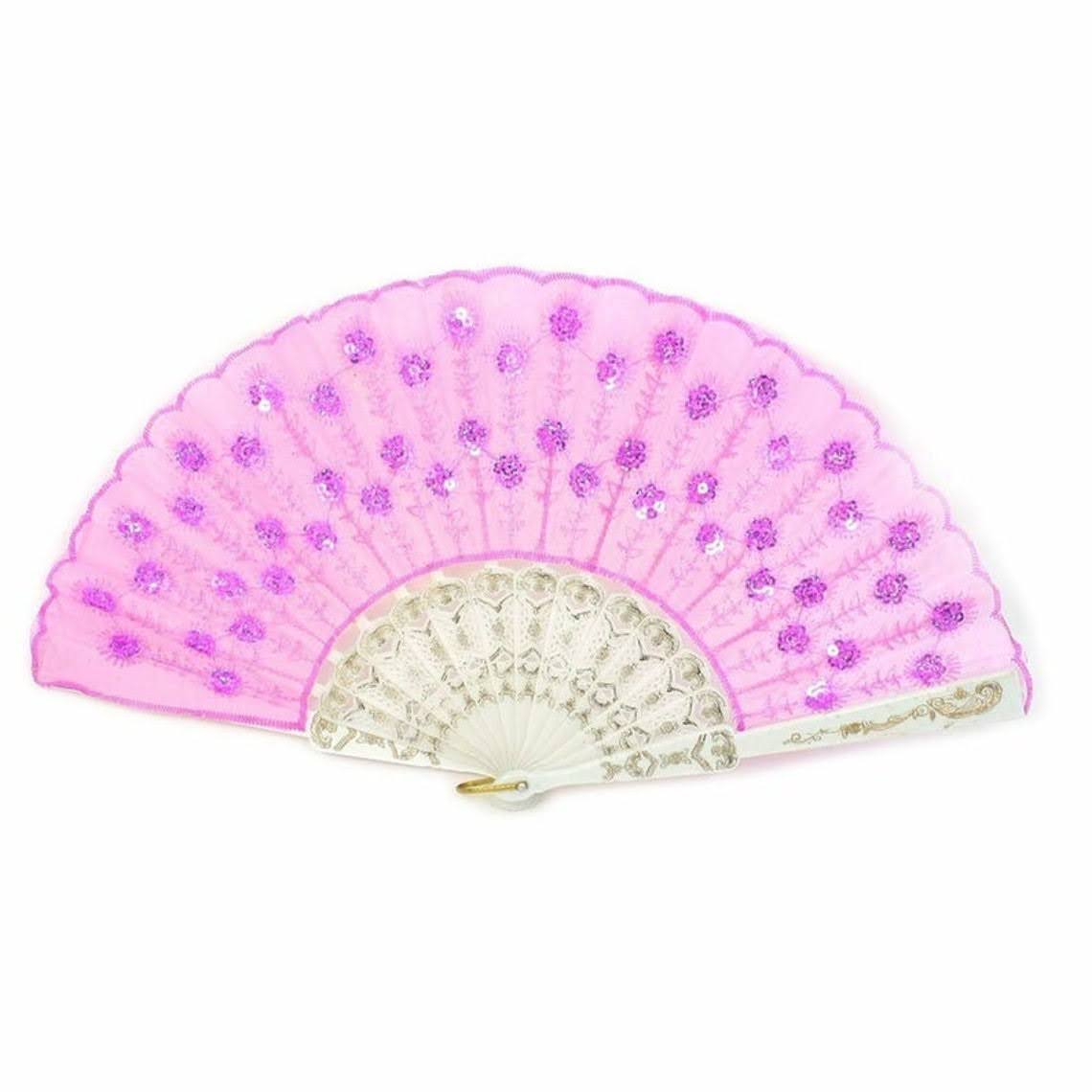 Set of 12 Hand Held Pink Folding Fans w/Gift Bags for Party Favors ...