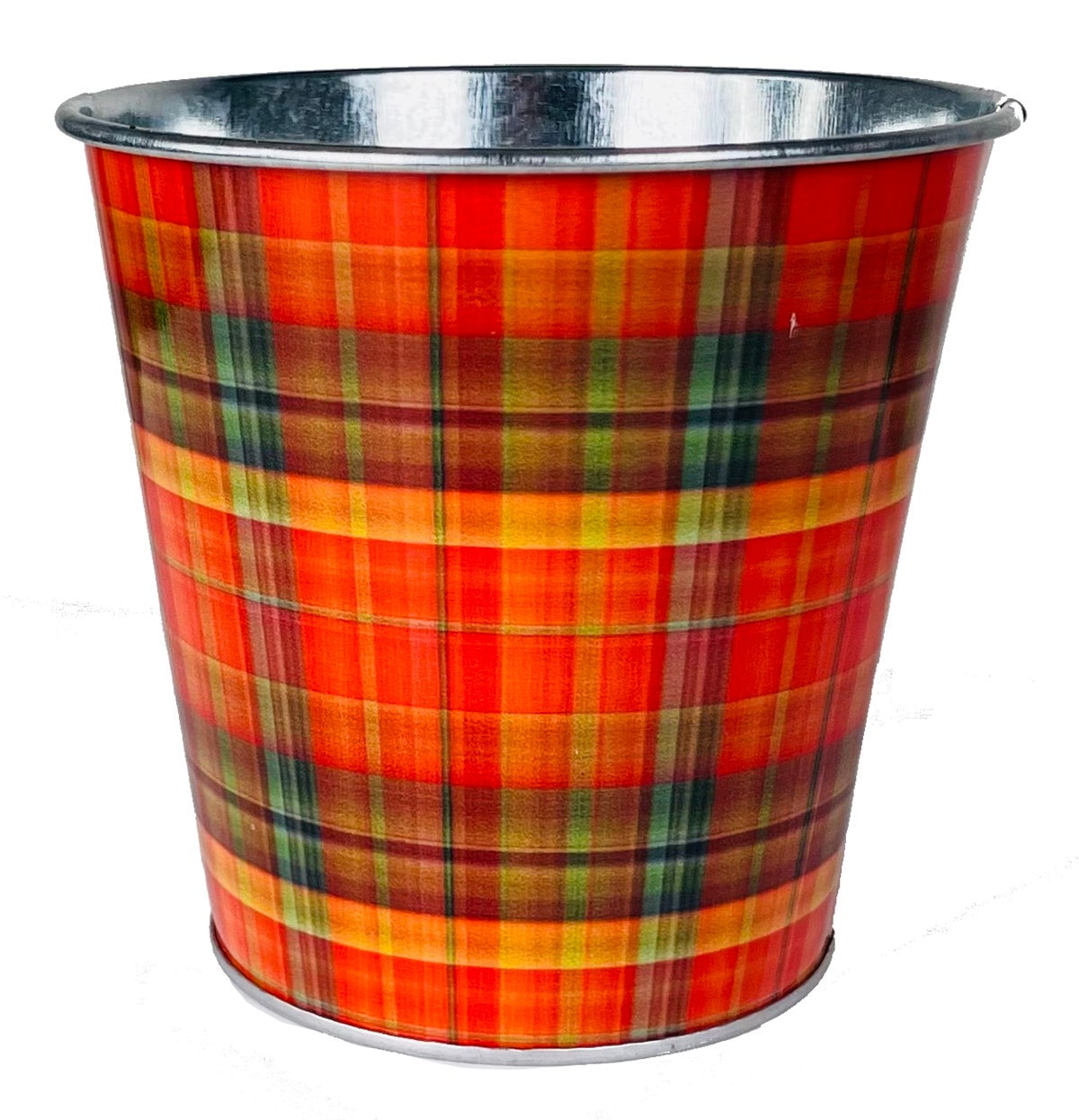 Set of 12 Harvest Plaid Metal Planter - Walmart.com