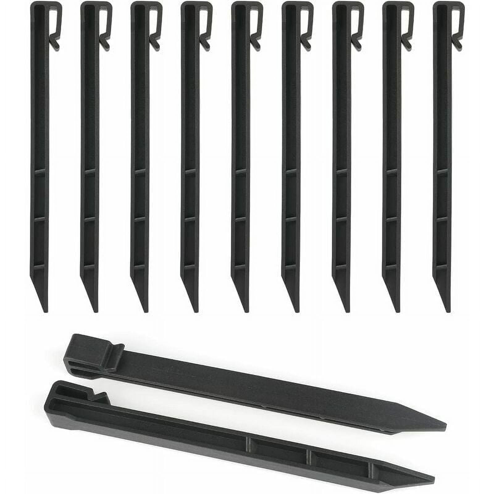 Set of 12 Heavy Duty Plastic Garden Edging Stakes, 25cm Black Landscape ...