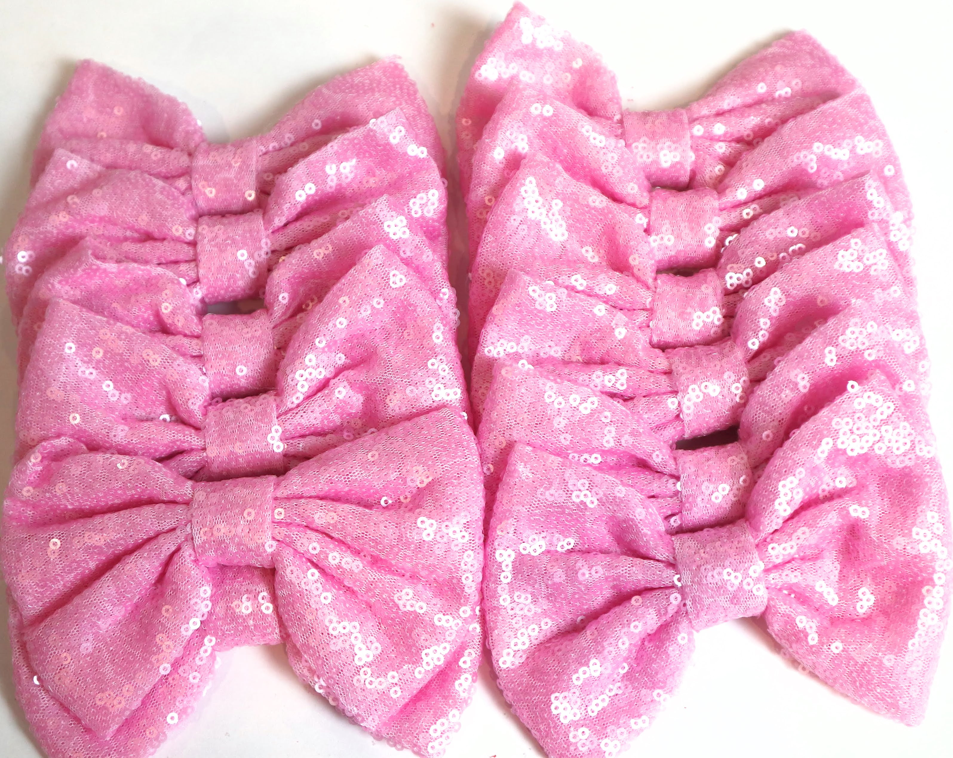 Set of 12 Light Pink Sequin Bows 5 Inches Large Glitter Bows Wholesale ...