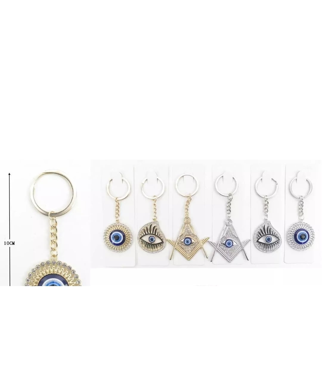 Set of 12 Lucky Blue Evil Eye Keychain Ring for Protection and Blessing ...