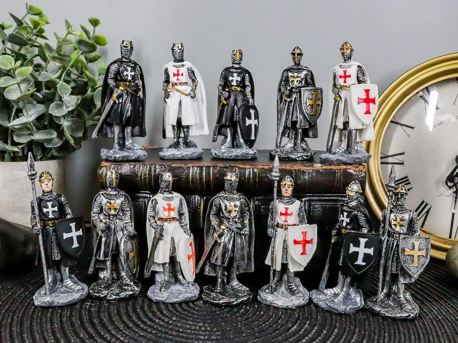 Set of 12 Medieval Knights of the Cross Crusaders with Swords Halberds ...