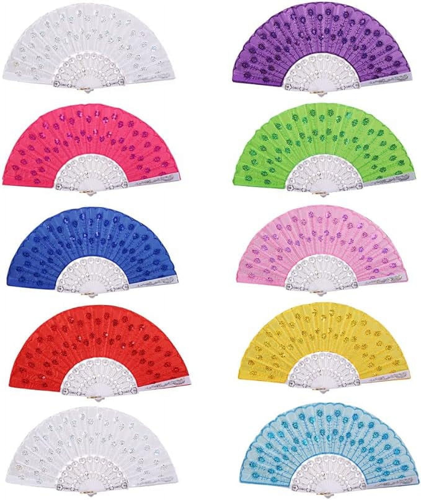 Set of 12 Multi Colored Hand Held Folding Fans w/Gift Bags for Party ...