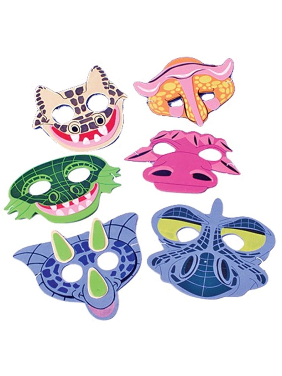 Set of 12 New Halloween Costume Party Foam Dinosaur Face Masks ...