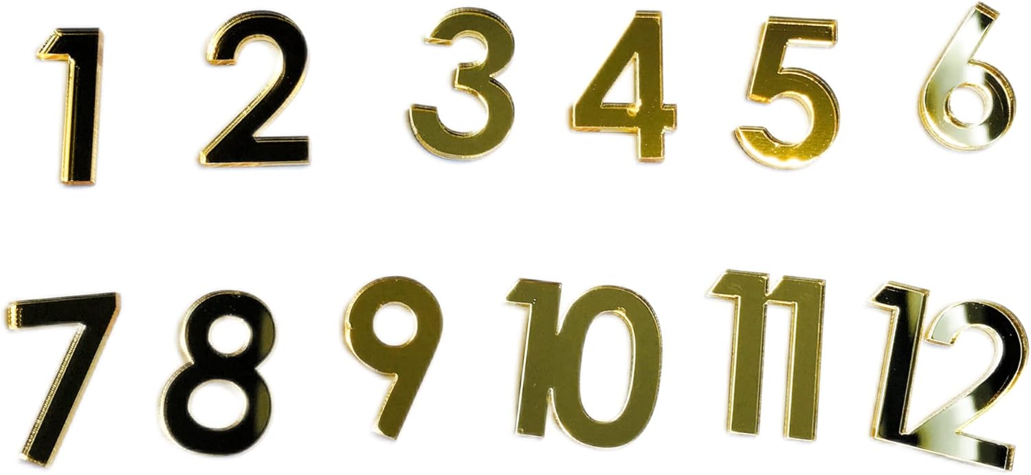 Set of 12 Pcs Mini Arabic Mirrored Acrylic Numerals for DIY a Wall ...