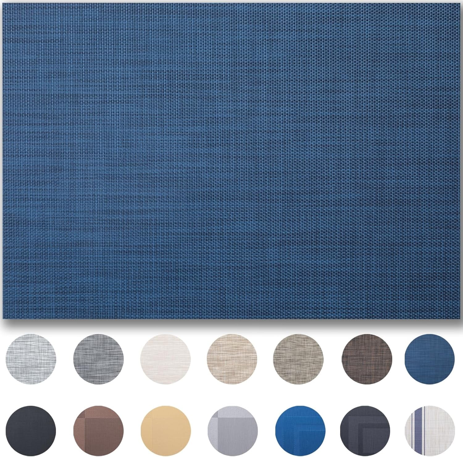 Set of 12 Placemats - Easy Clean Woven Vinyl for Dining Table, Indoor ...