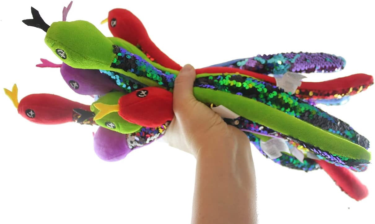 Set of 12 - Plush 15" Snake with Mermaid 2 Color Reversible Sequin ...