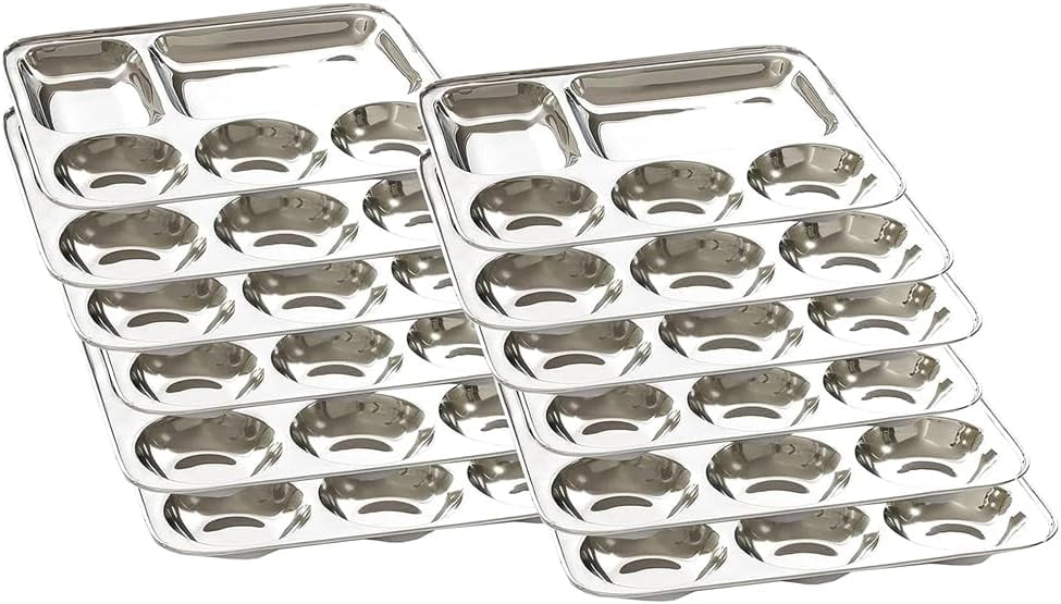 Set of 12 Premium Stainless Steel Luxurious 5 in 1 Three-Compartment ...