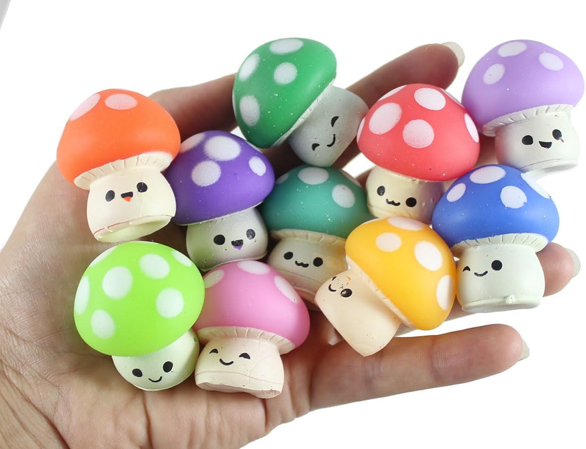 Set of 12 RANDOM Mushroom Mochi Squishy Snacks Food - Kawaii - Cute ...