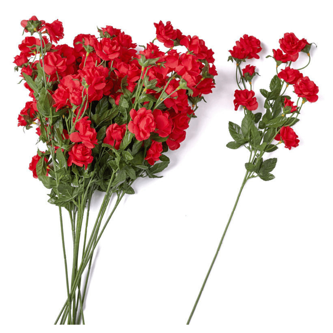 Set of 12 Red Fake Rose Stems - For Patriotic, Romantic, Festive and ...