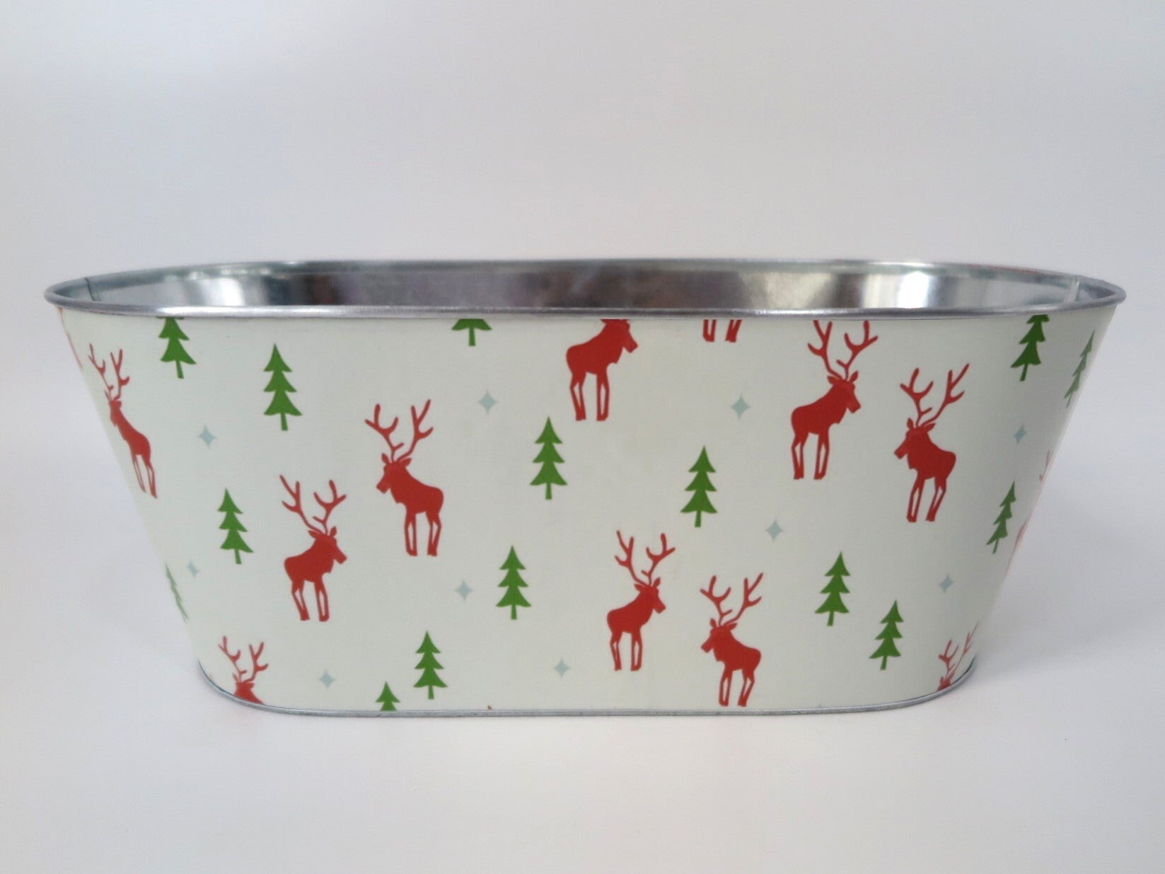 Set of 12 Reindeer And Christmas Trees On White Metal Planter - Walmart.com