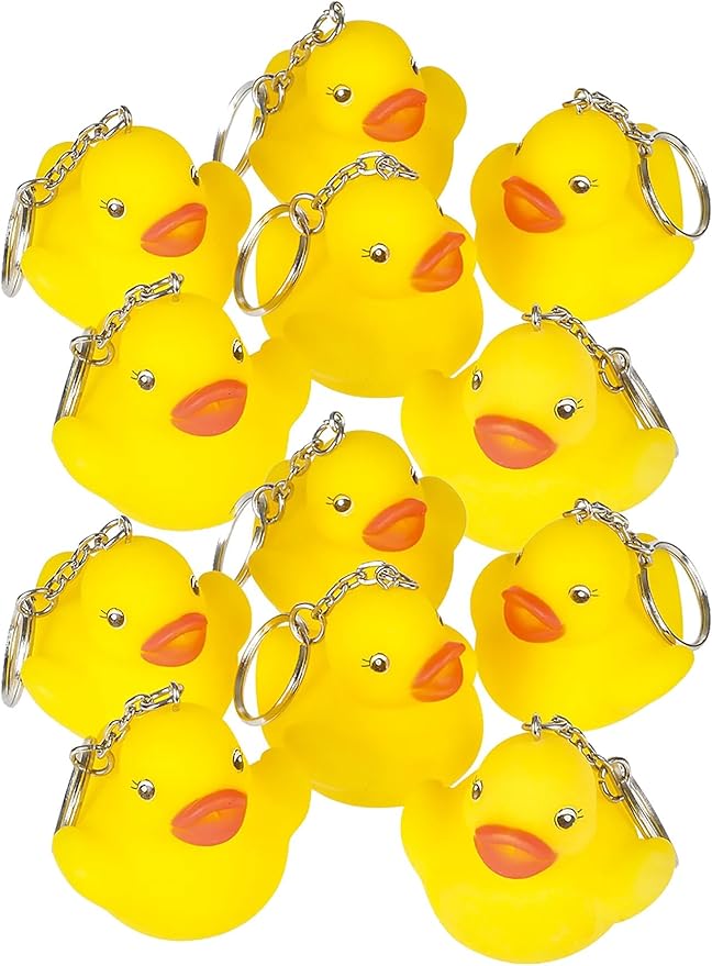 Set of 12 Rubber Ducky - Keychain Duck Toy - Decoration Duckie Clip On Fidget Toy Bag Decoration ...
