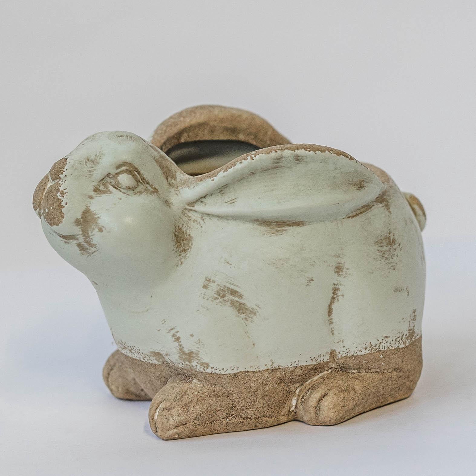 Set of 12 Rustic Light Green And Beige Rabbit Shaped Planter - Walmart.com