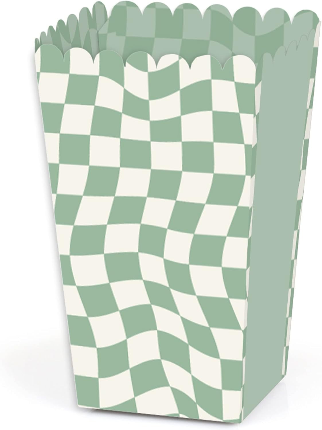 Set of 12 Sage Green Checkered Treat Boxes for Party Favors and Popcorn ...