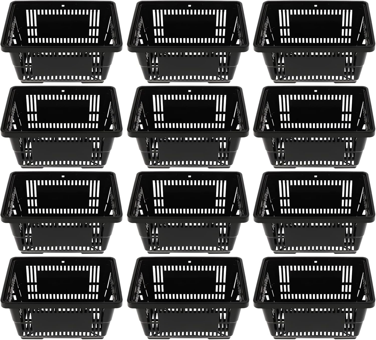 Set of 12 Shopping Basket Set Black Plastic Shopping Baskets with ...