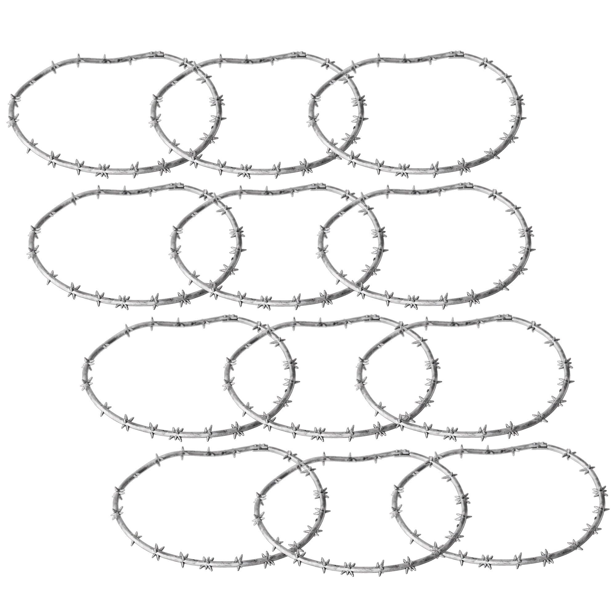 Set of 12 Silver Barbed Wire Sections for WWE & AEW Wrestling Action ...