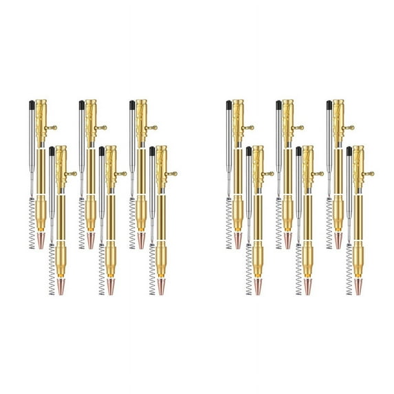 Set of 12 Slim Pens, Multi-Color Wooden Swivel Pen Set with Refill ...