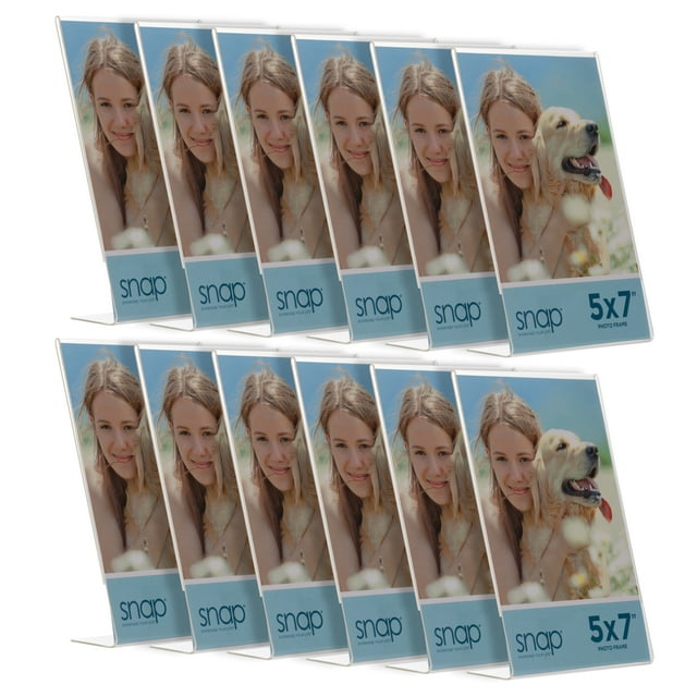 Set of 12 Snap - 5"x7" Clear Acrylic Self Standing Photo Frames ...
