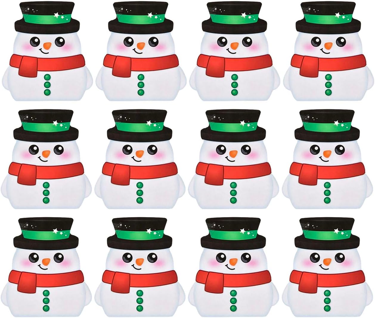 Set of 12 Snowman Shaped Winter Kids Playing Cards - Games Favors ...