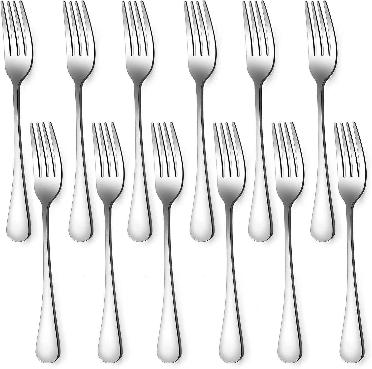 Set of 12, Stainless Steel Dinner Forks Silverware Set, Heavy-Duty ...