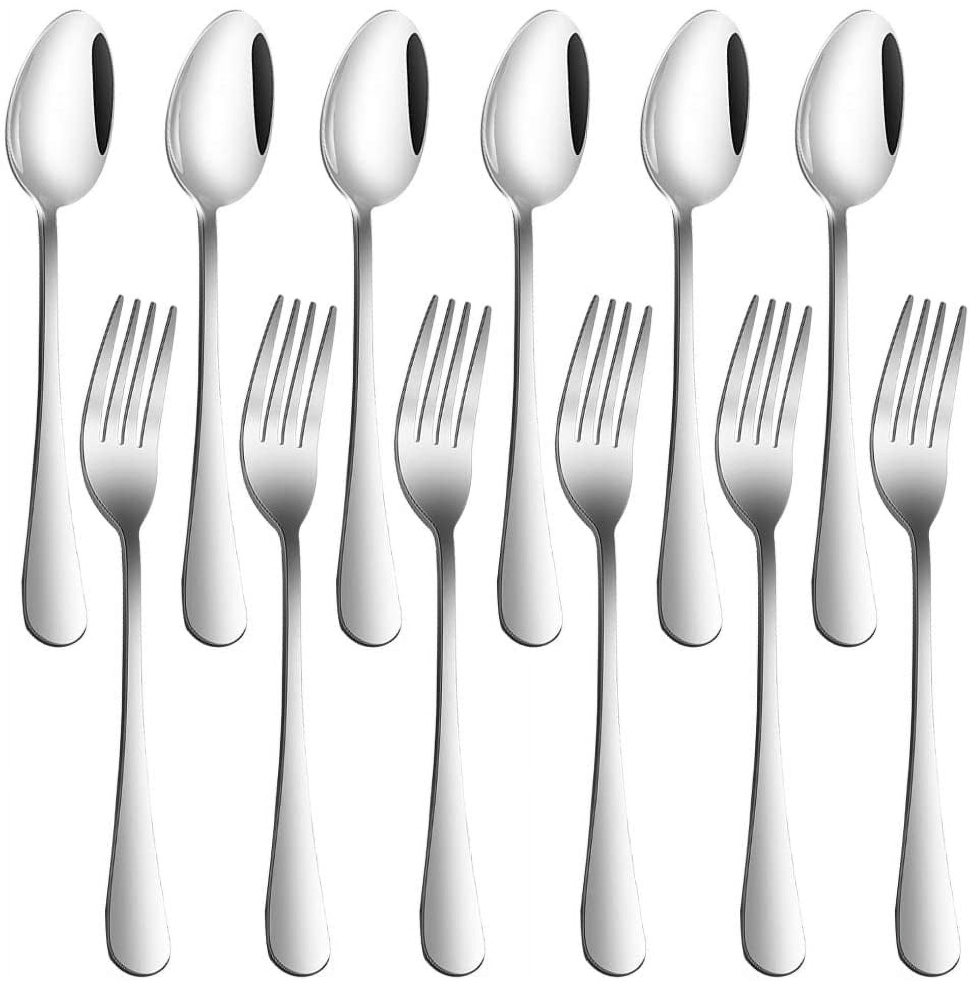 Set of 12 Stainless Steel Dinner Forks and Spoons Heavy-duty Forks (8 ...