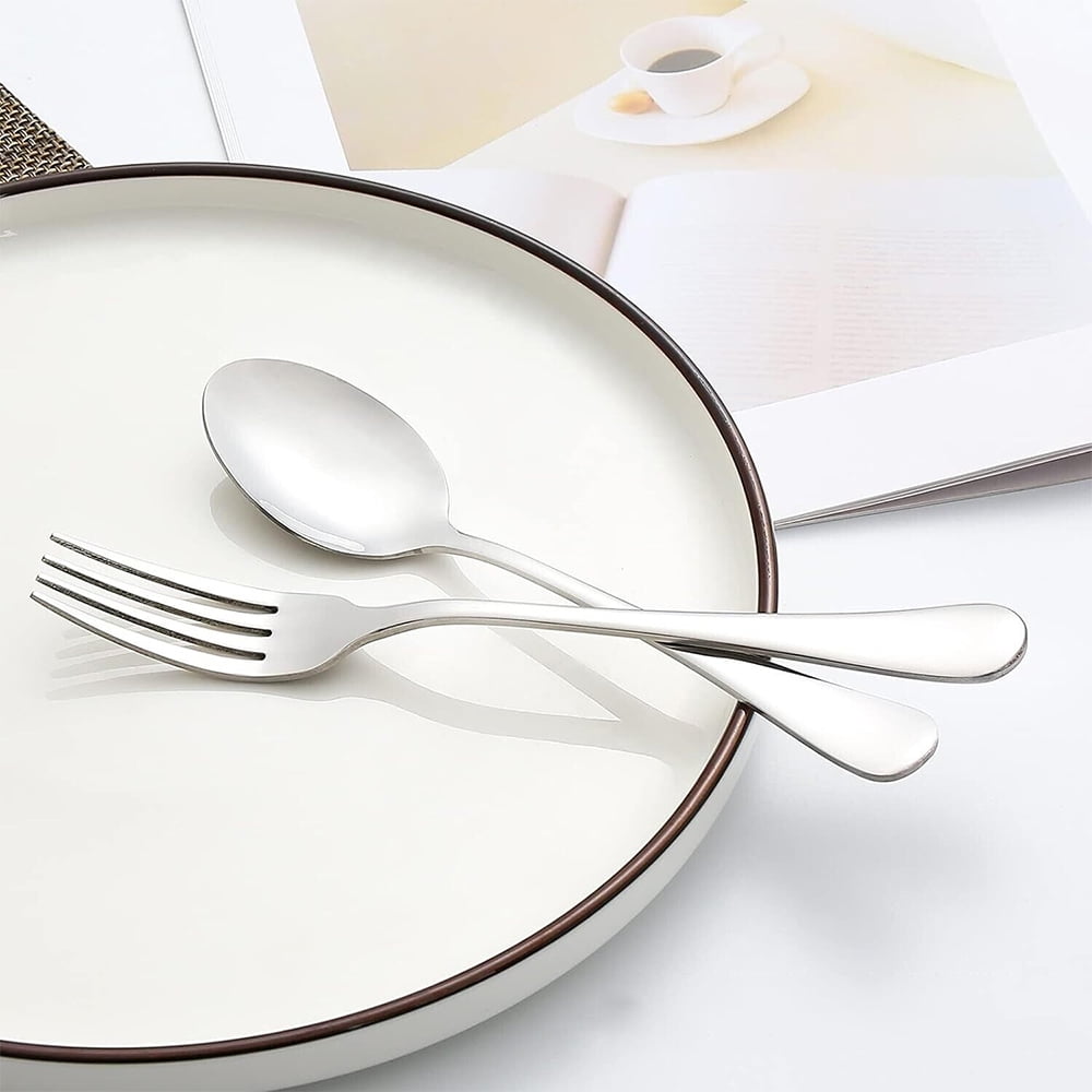 Set of 12, Stainless Steel Dinner Forks and Spoons Silverware Set ...