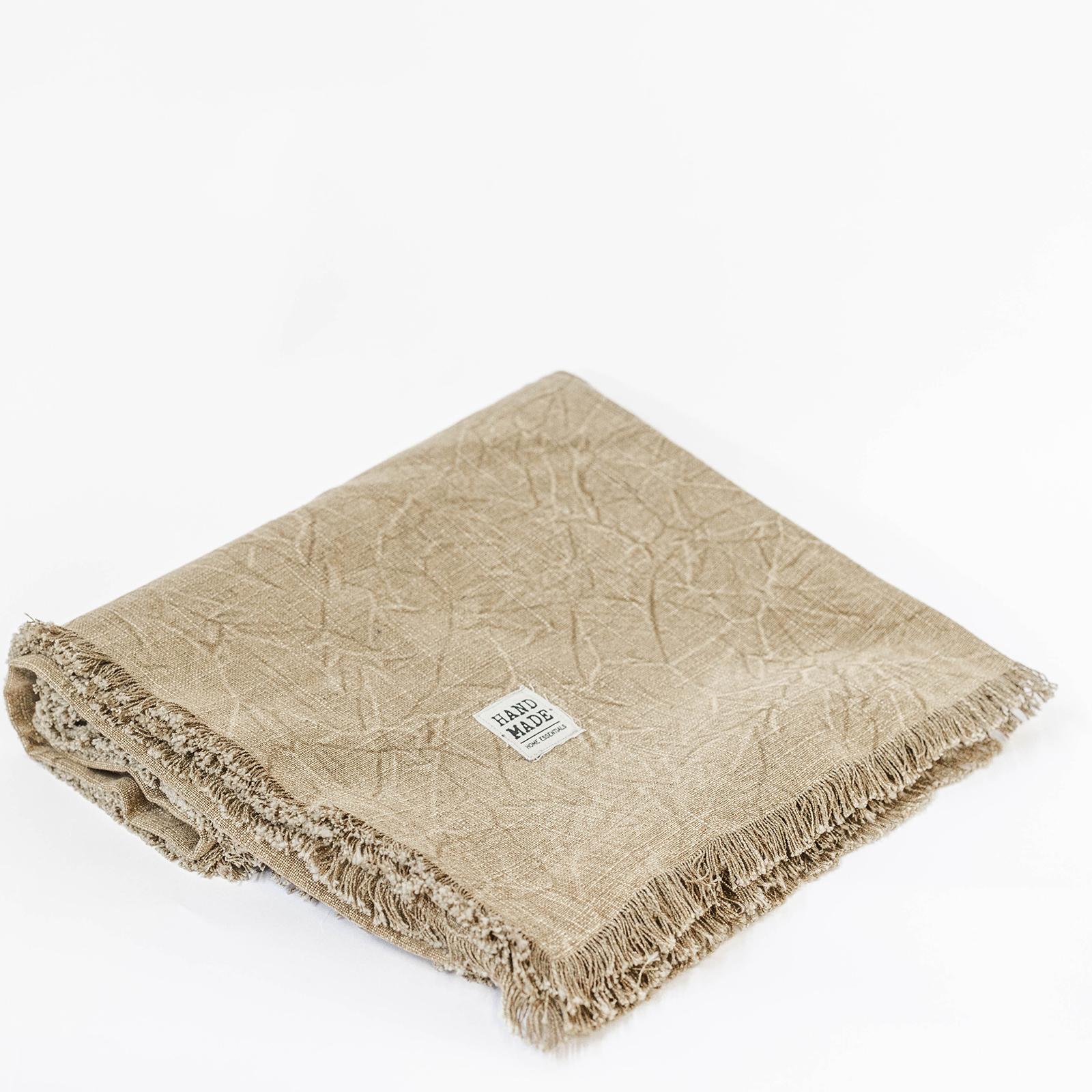 Set of 12 Stone Washed Beige With Fringes Tablecloth - Walmart.com