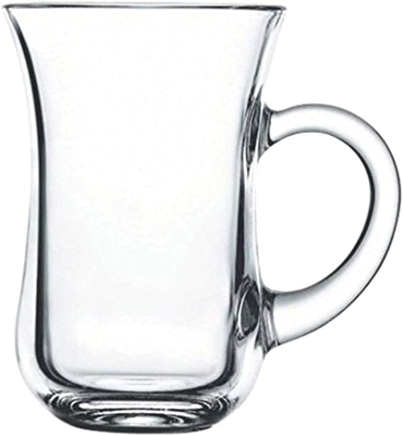 Set of 12 Turkish Style Tea/Espresso Glass cups with Handles, 4 1/2 Oz ...