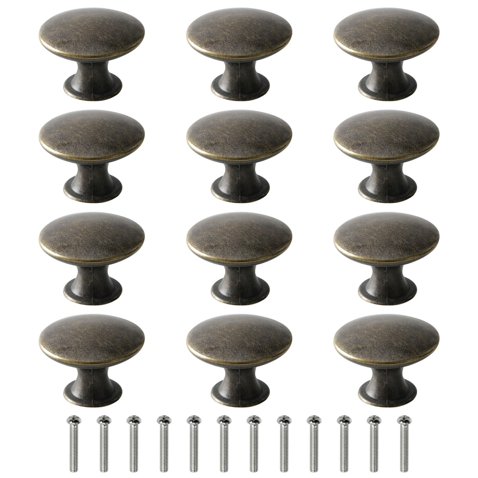 Set of 12 Vintage Bronze Cupboard Door Knobs Classic Mushroom Shaped ...