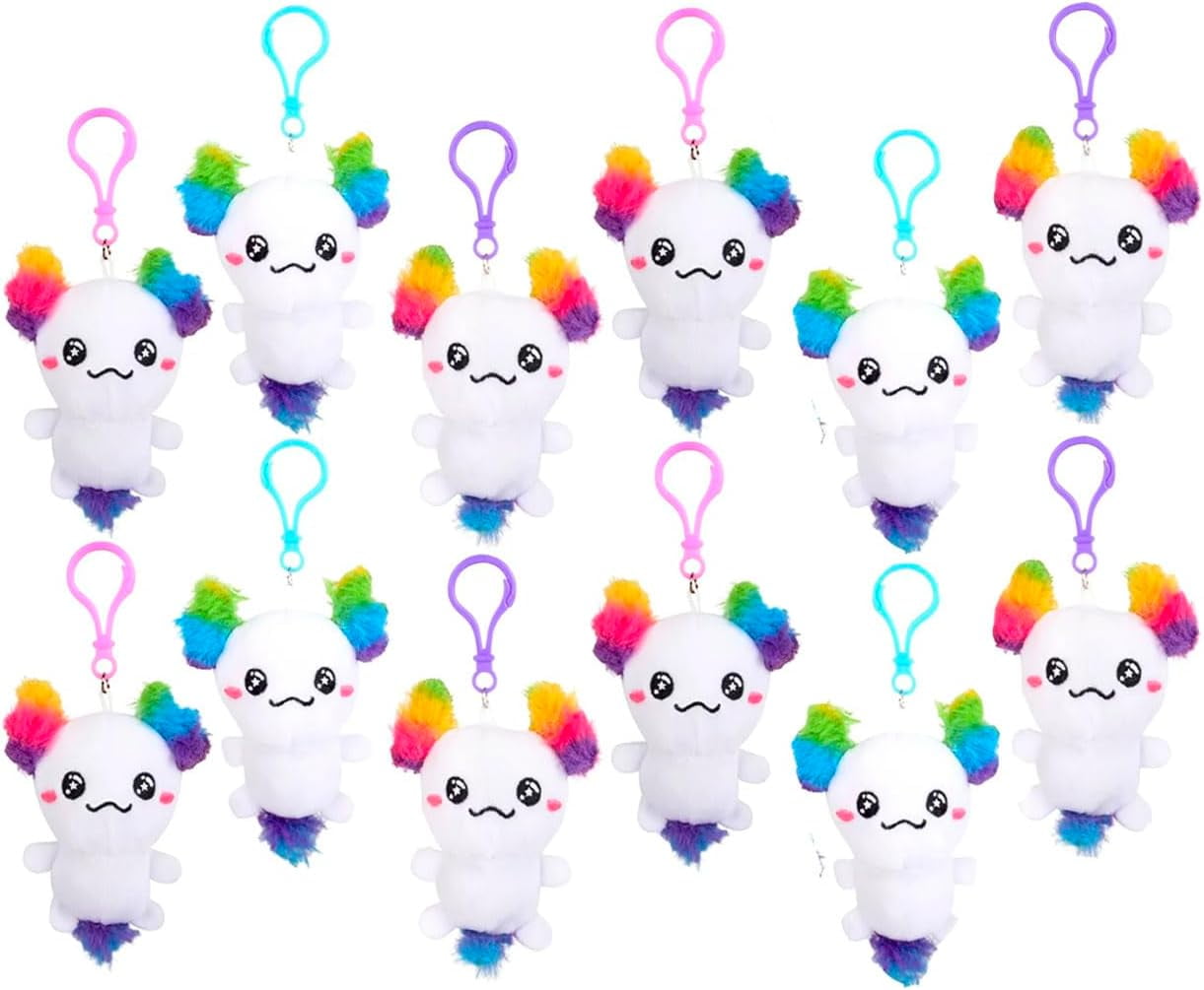 Set of 12 White Axolotl Plush Stuffed Animals with Clip - Adorable ...