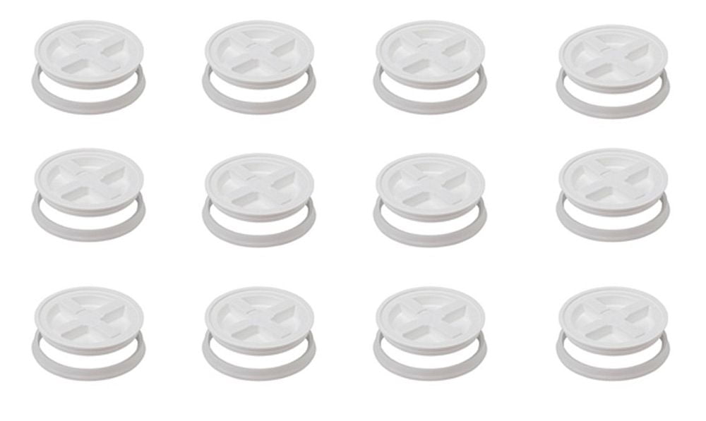 Set of 12 White Gamma Seal Lids - Leak-Proof, Twist-Lock Tops for 3.5 ...