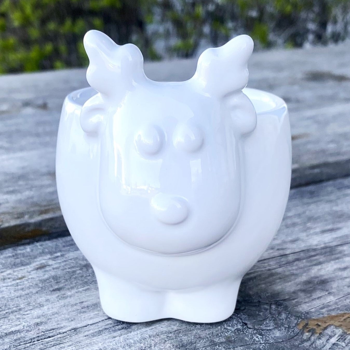 Set of 12 White Glazed Reindeer Planter - Walmart.com
