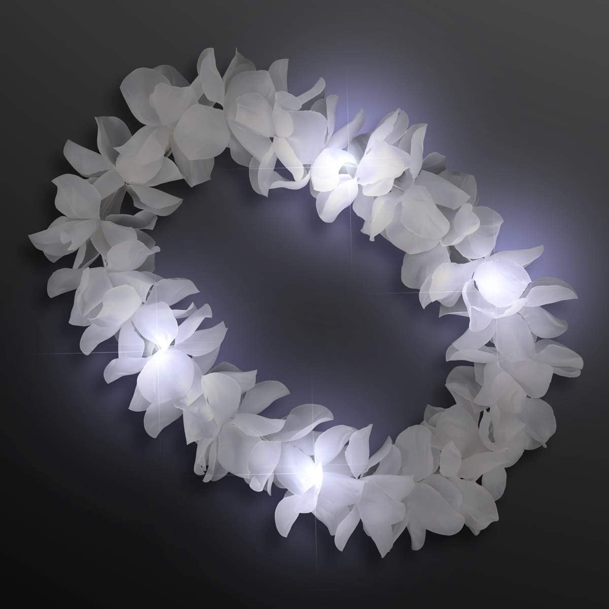 Set of 12 White Hawaiian Flower Light Up Leis - Walmart.com