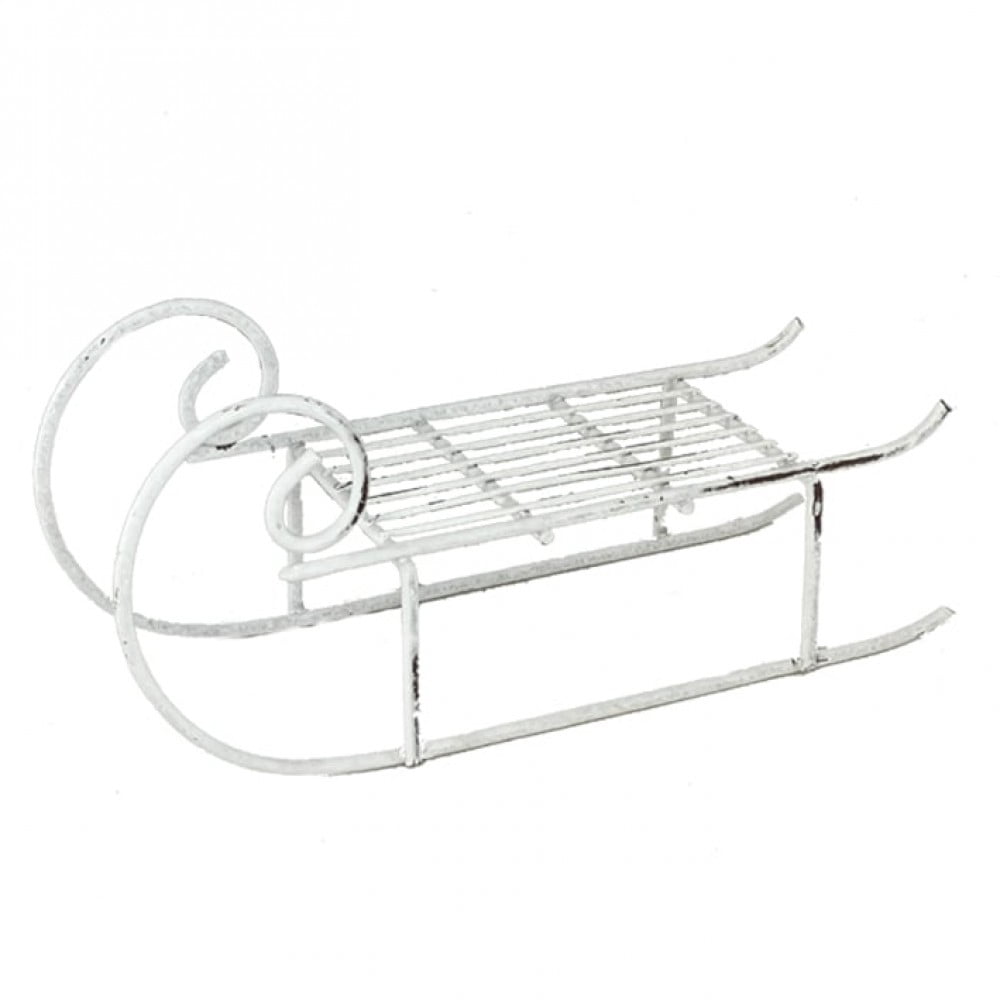 Set of 12 White Metal Sleigh With Curved Runners Figurine - Walmart.com
