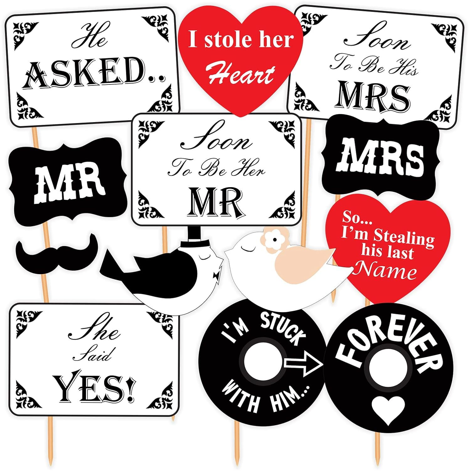 Set of 13 Pre Wedding Party Photo Booth Props - Walmart.com