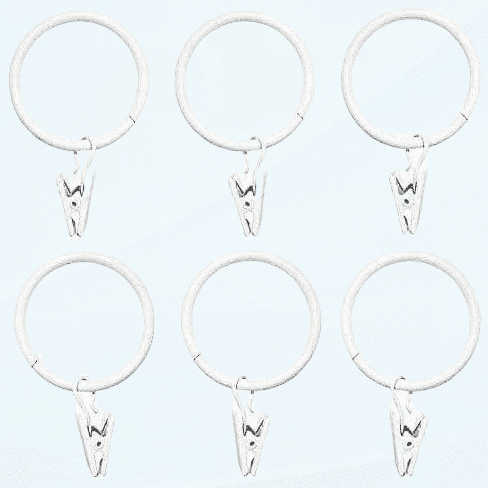 Set of 14 White Metal Curtain Rings with Clips, 1.5 inch Diameter ...