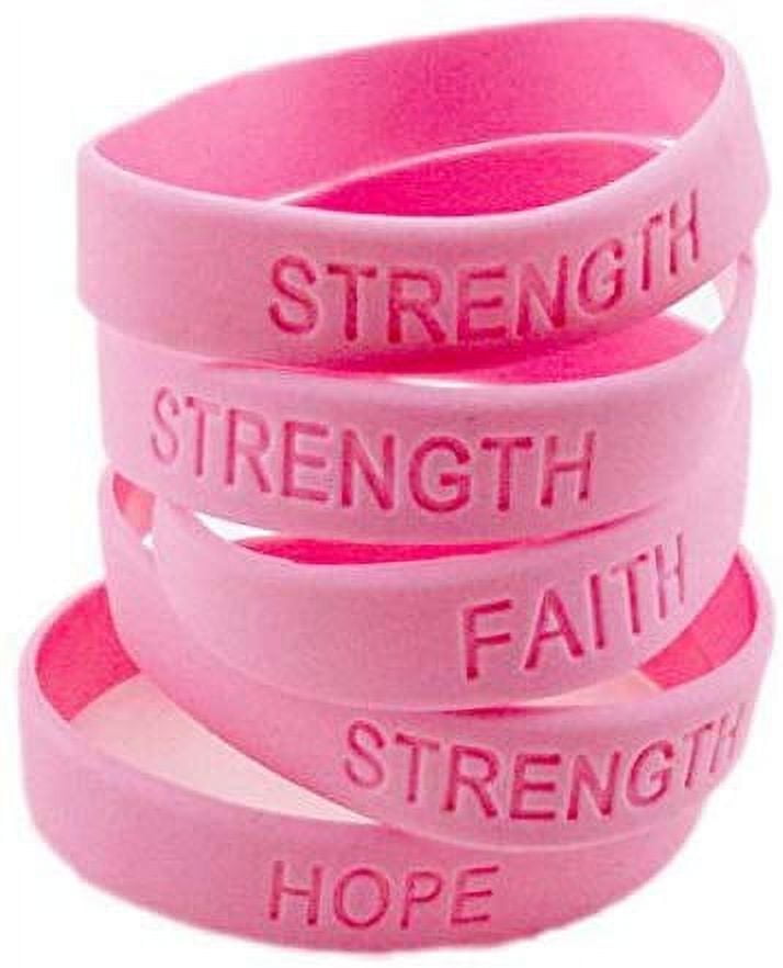 Hope Women's 144pc Pink Ribbon Bracelets Set, Breast Cancer Awareness ...