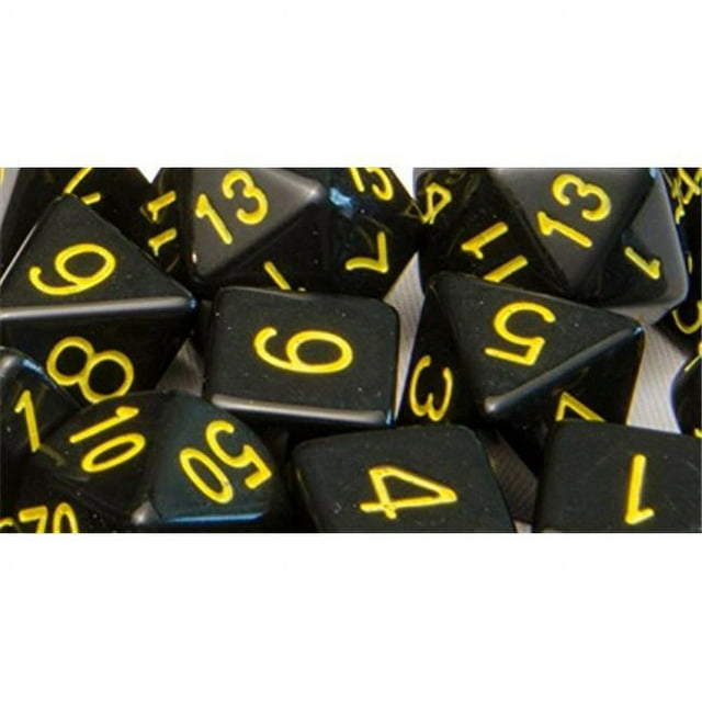 Set of 15 Large High-Visibility Polyhedral Dice: Opaque Black with Gold ...