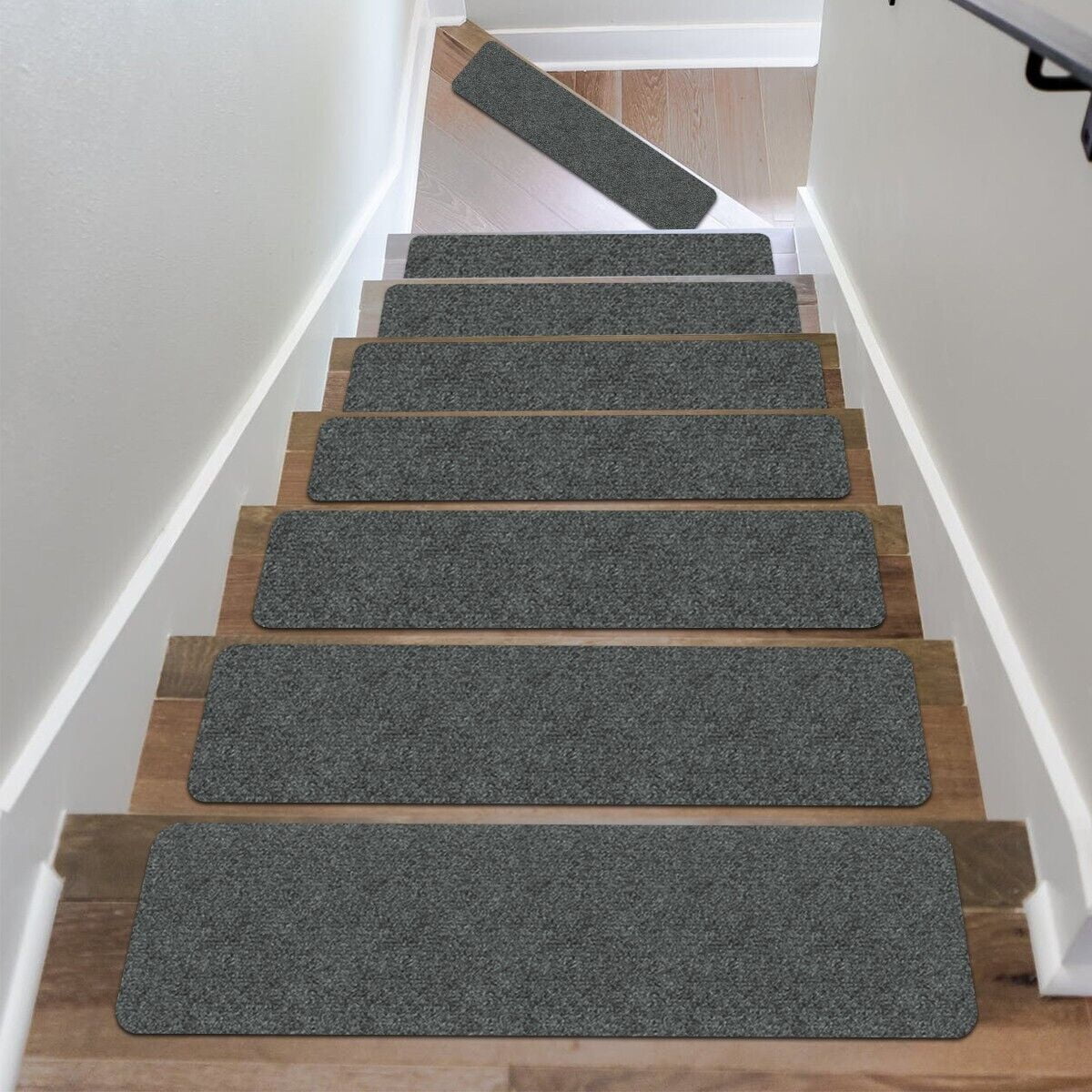 Set of 15 - Non Slip Carpet Stair Treads 9" x 26" Rugs for Stairs Dark Gray - Walmart.com