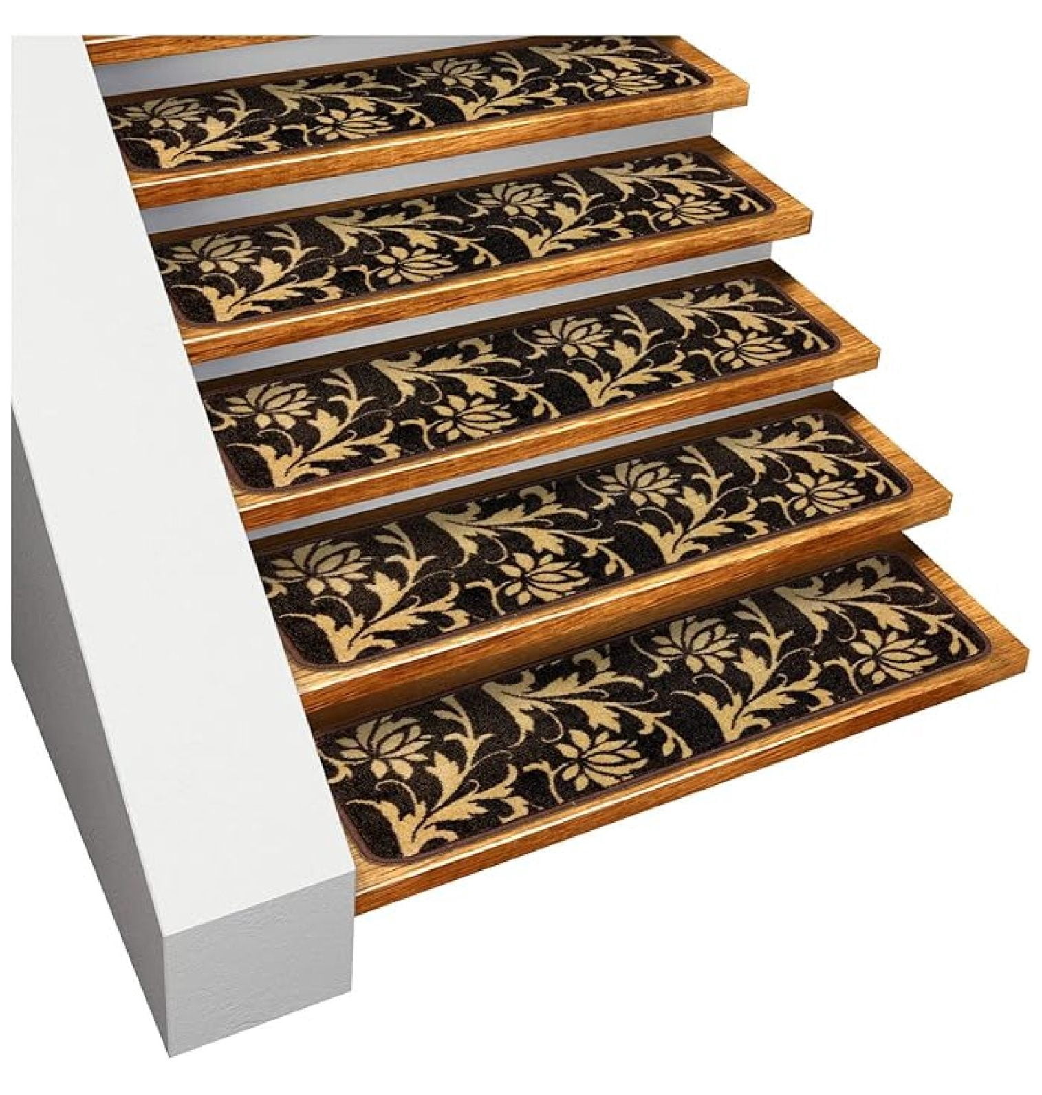 Set of 15 Skid-Resistant Carpet Stair Treads – Laurel Lane – Espresso ...