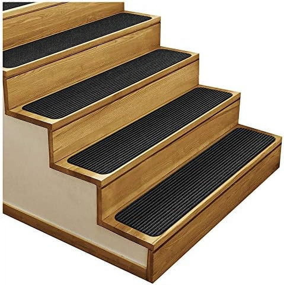 Set of 15 Skid-Resistant Double-Ribbed Carpet Stair Treads – Smokey ...