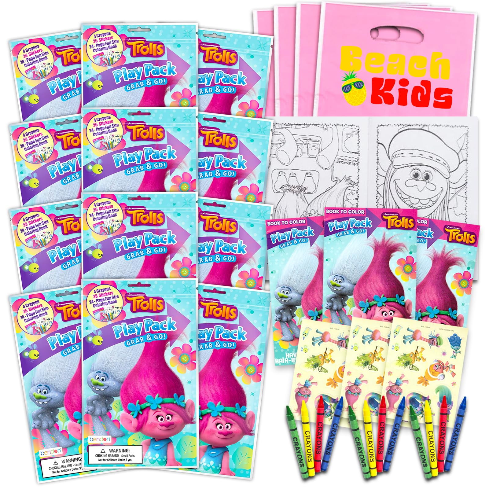 Set of 15 Trolls OIF8 Play Packs Fun Party Favors Coloring Book Crayons ...