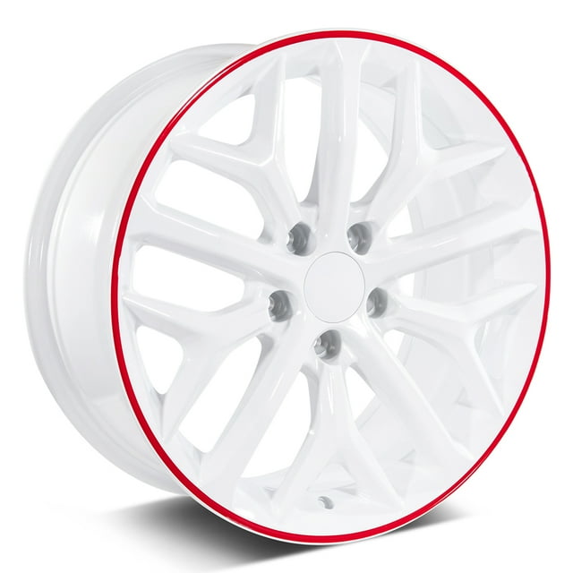 Set of 18" Gloss White W/Red Pin Stripe 2020 SI Style Wheels Compatible ...