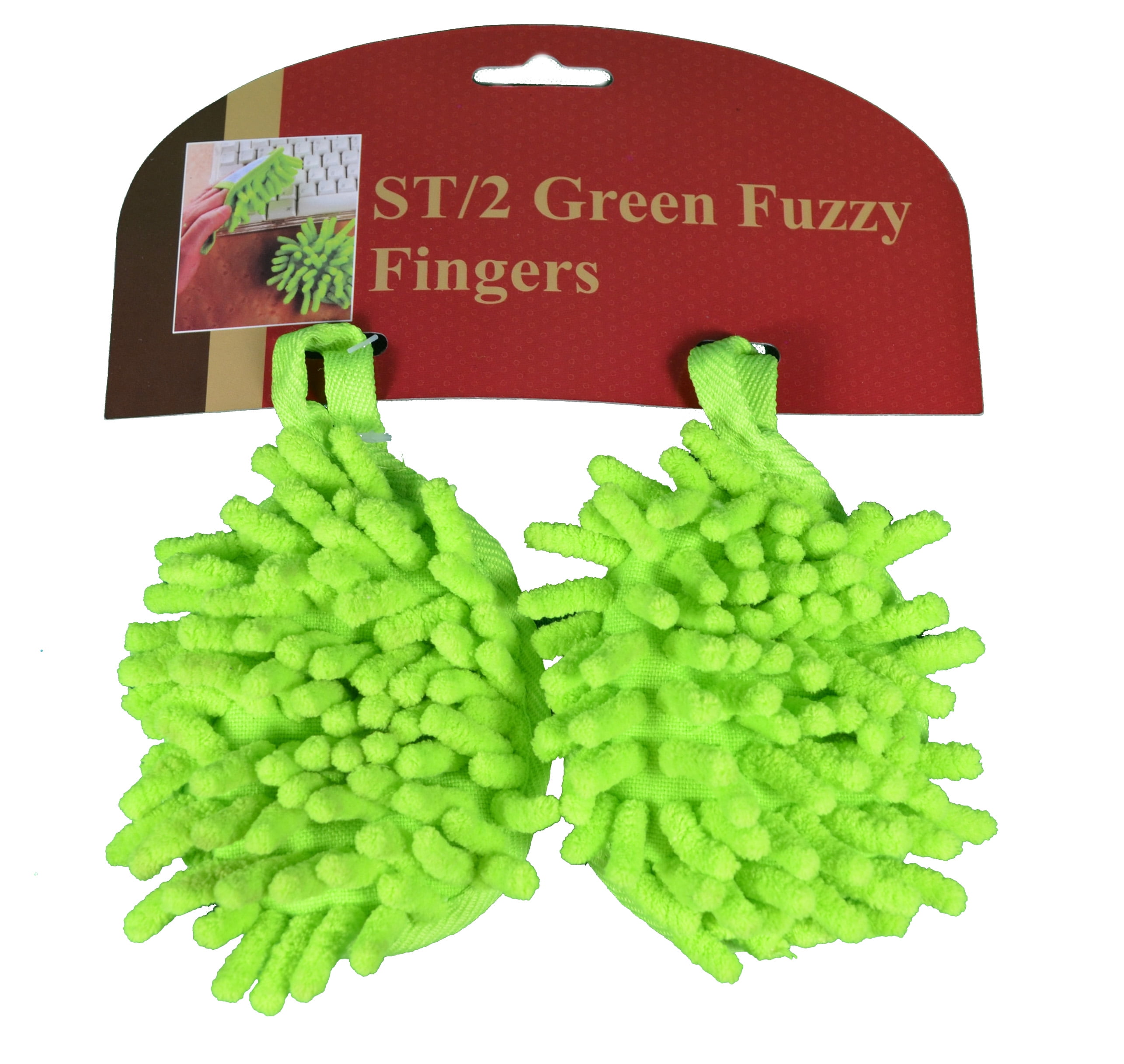 Set of 2 (1 pk) Green Microfiber Chile Fuzzy Fingers Cleaning Dust Mitt ...