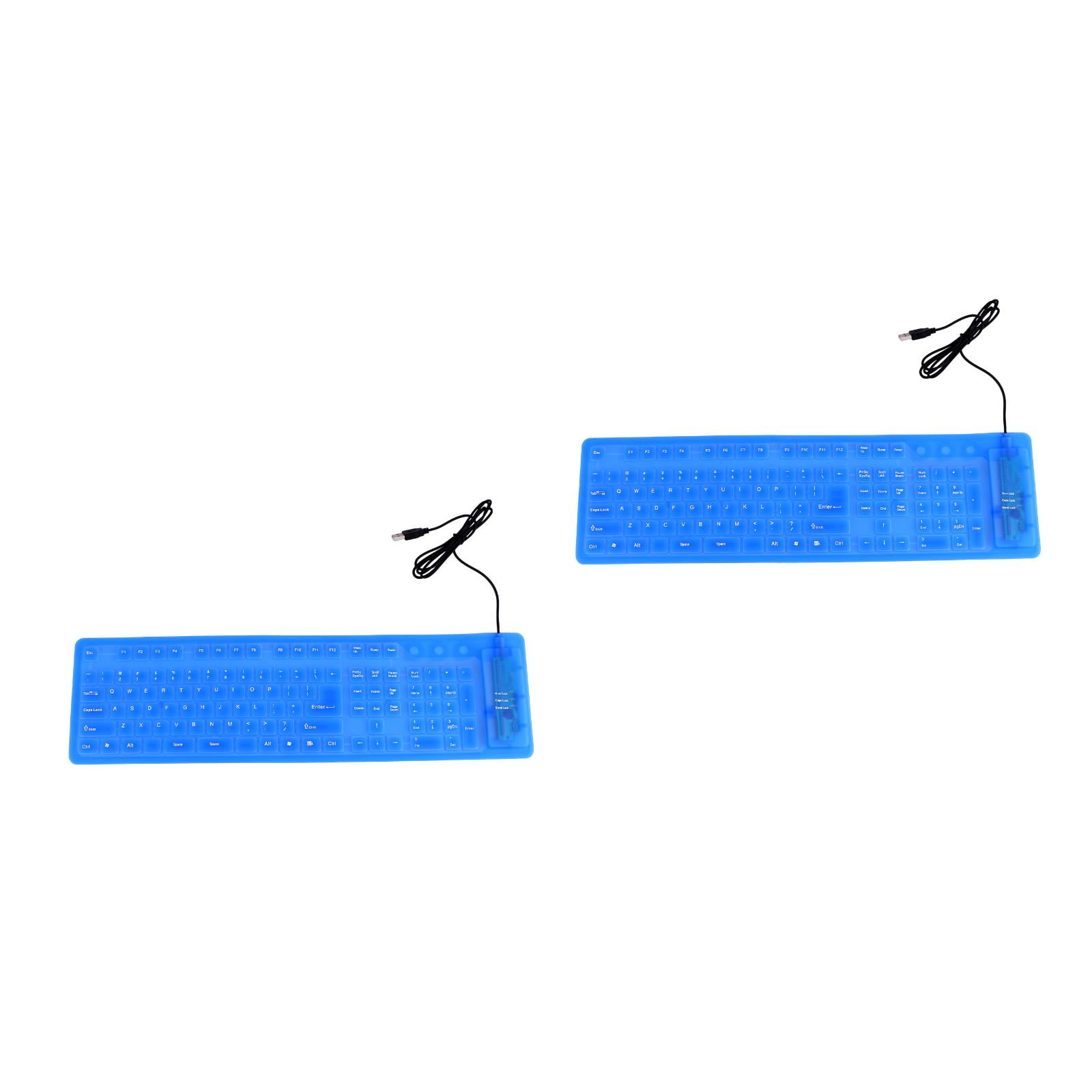 Set of 2 109 Key Silicone Folding Keyboard Wired Computer Work ...