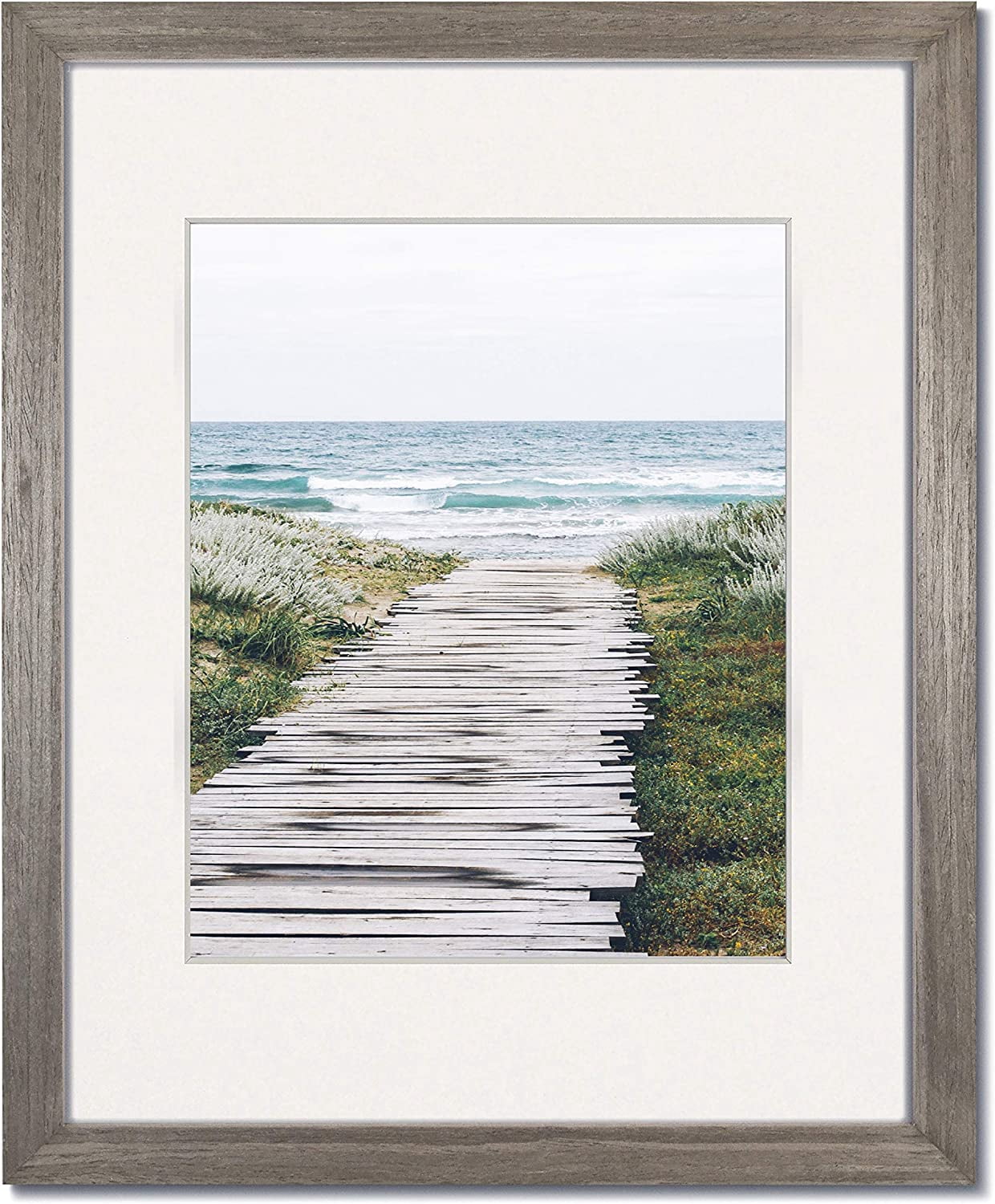 Set of 2-11x14 Light Grey Picture Frames with Clear Glass and Single ...