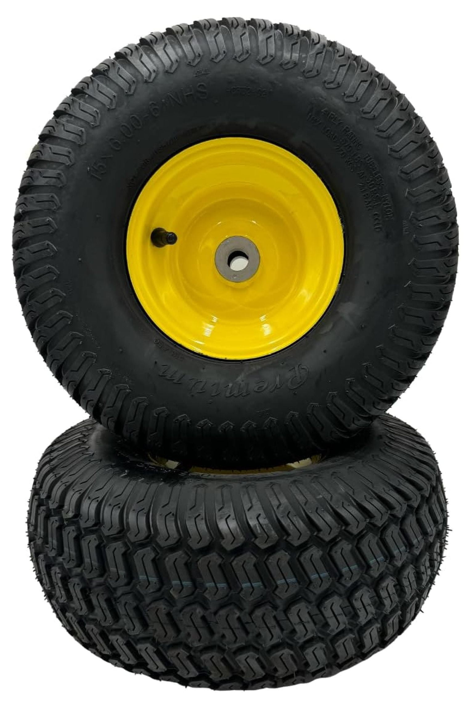 Set of 2-15x6.00-6 Lawn Mower Turf Tech Tire and Rim - Fits on 3/4 Inch ...