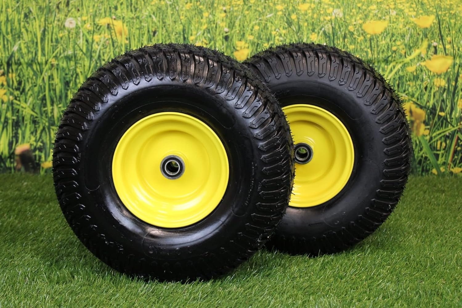 (Set of 2) 15x6.00-6 Tires & Wheels 4 Ply for Lawn & Garden Mower Turf ...