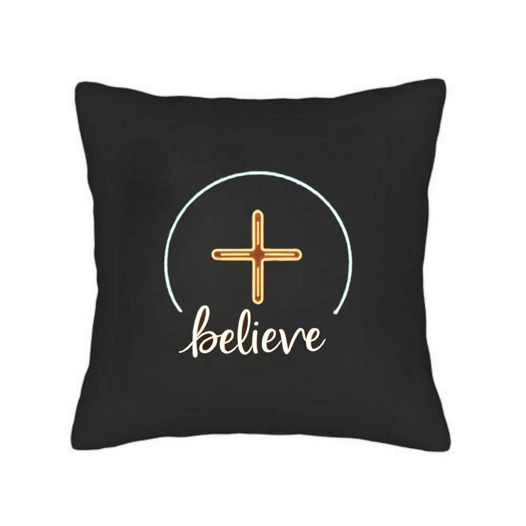 Set of 2 18x18 Black Throw Pillow Covers with Golden Cross Design and ...